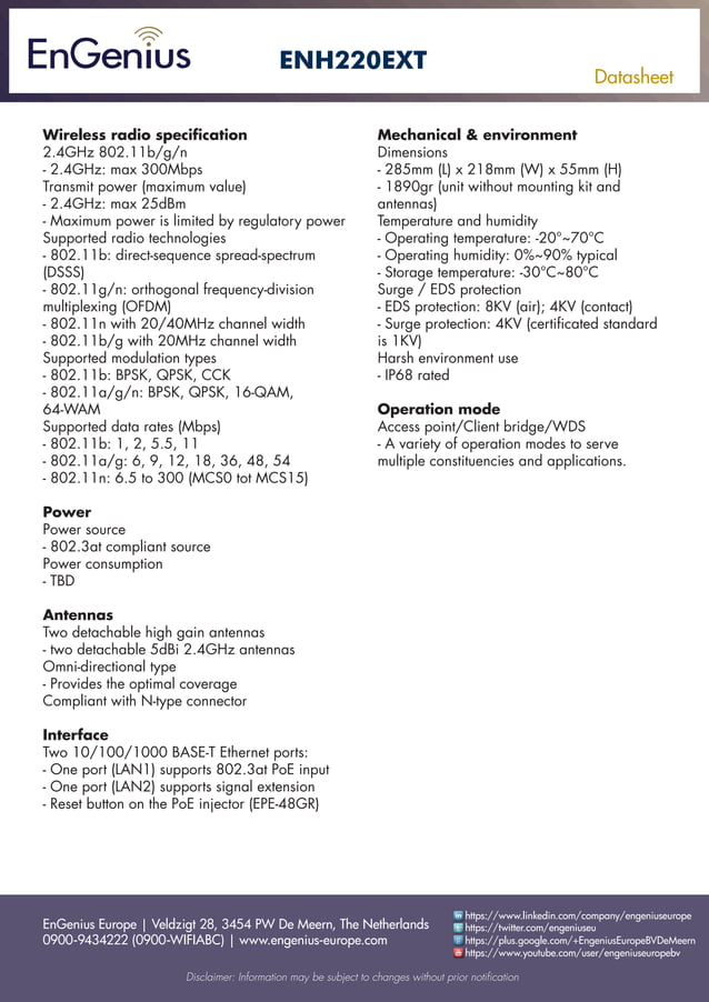 Datasheet ENH220EXT | PDF | Computer Networking | Computing