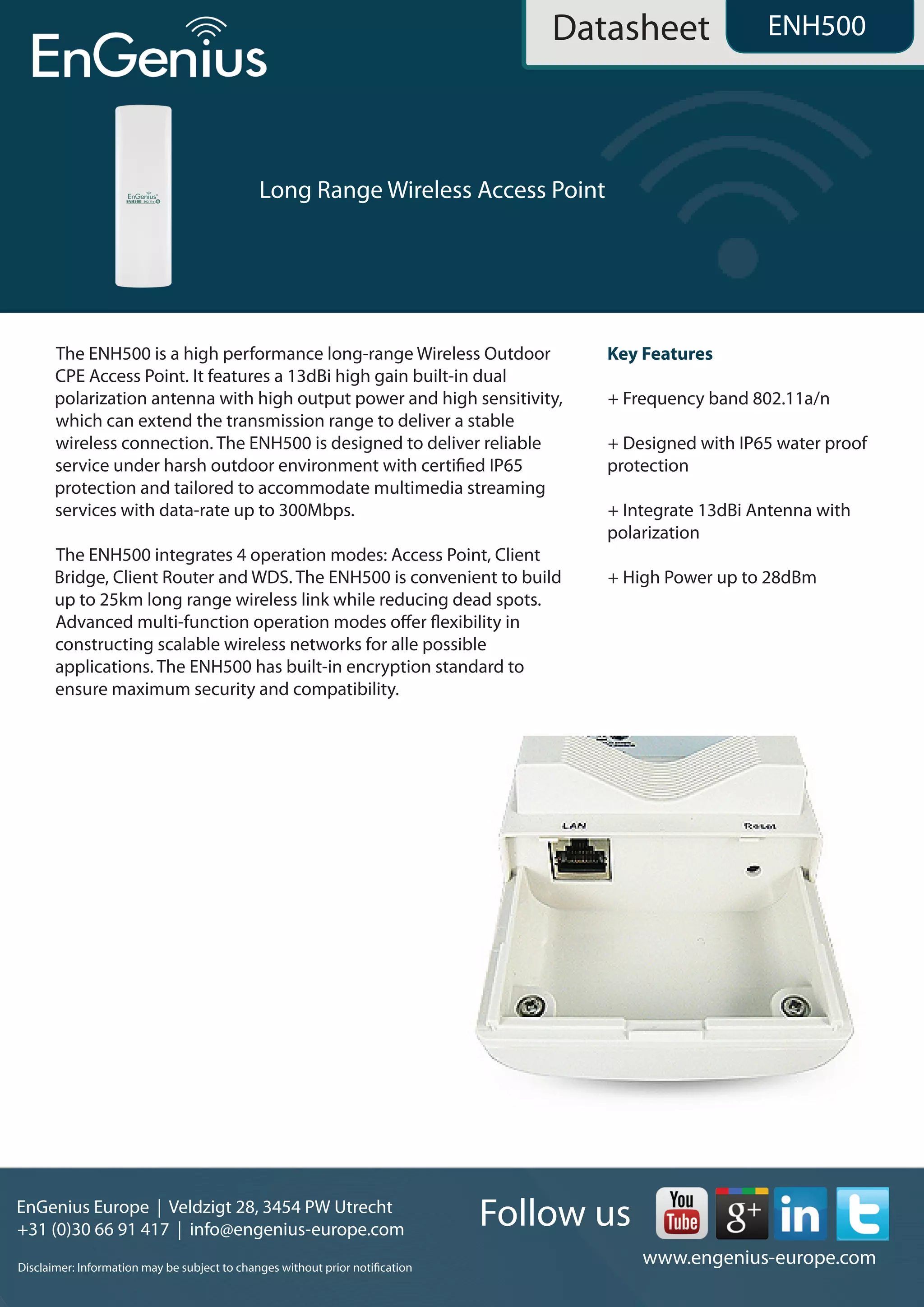 Datasheet EnGenius ENH500 | PDF