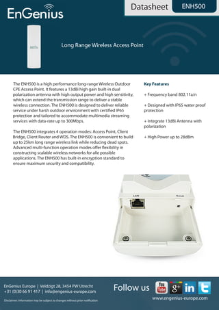 Datasheet EnGenius ENH500 | PDF