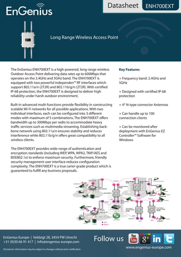 Datasheet EnGenius ENH700EXT | PDF