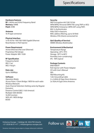 Datasheet EnGenius ENH700EXT | PDF