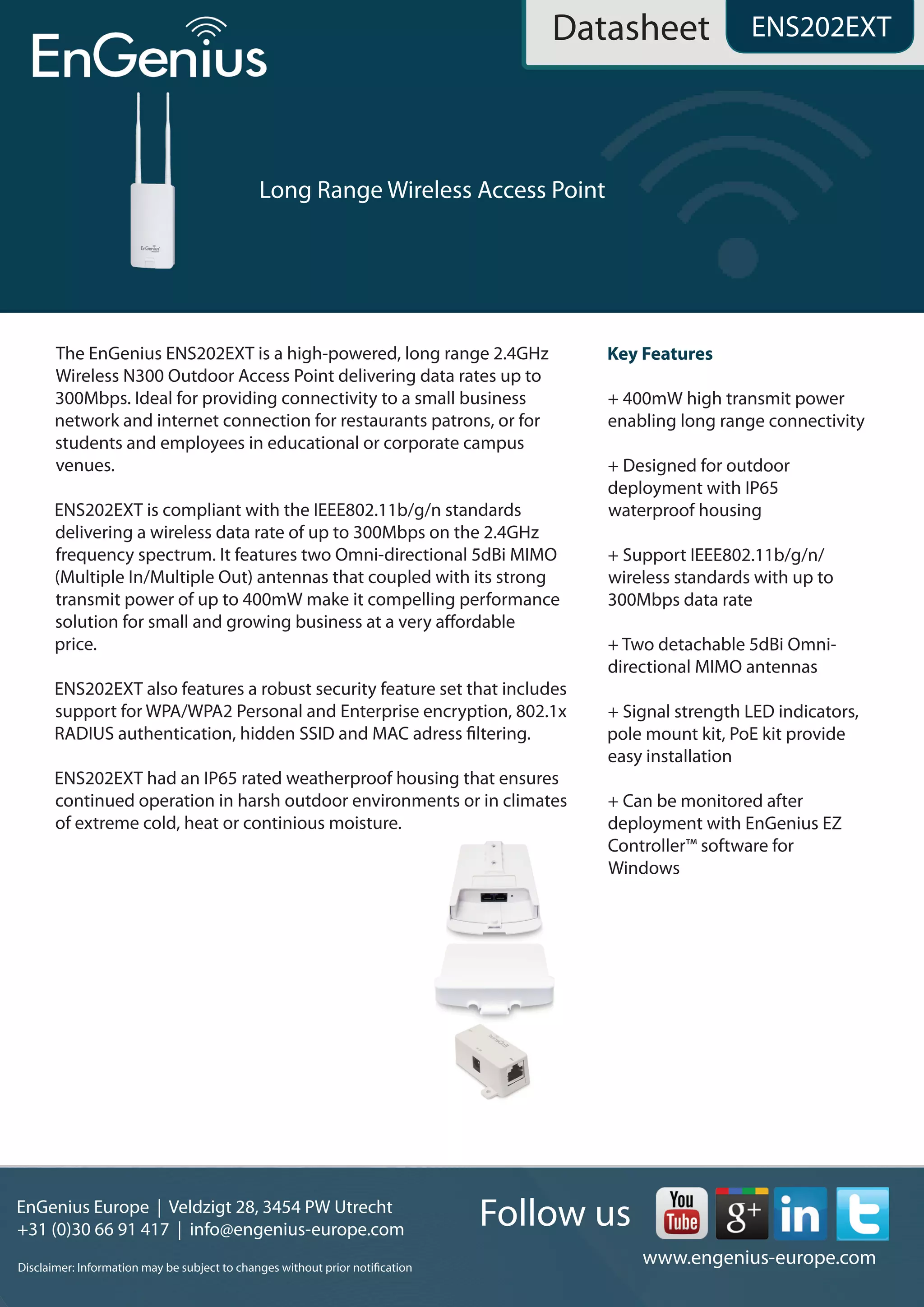 Datasheet EnGenius ENS202EXT | PDF