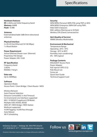 Datasheet EnGenius ENS202EXT | PDF | Computer Networking | Computing