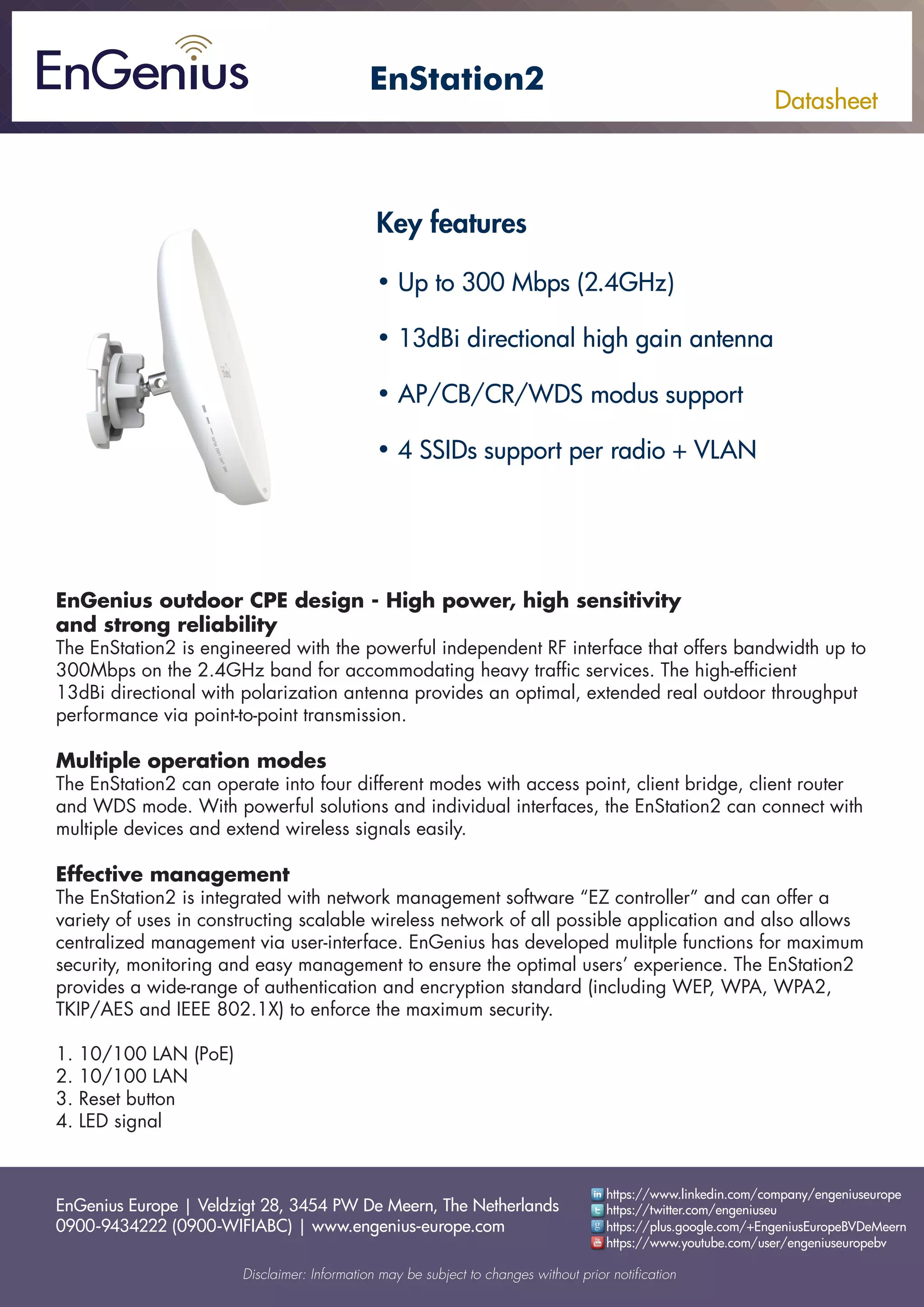 Datasheet EnGenius EnStation2 | PDF