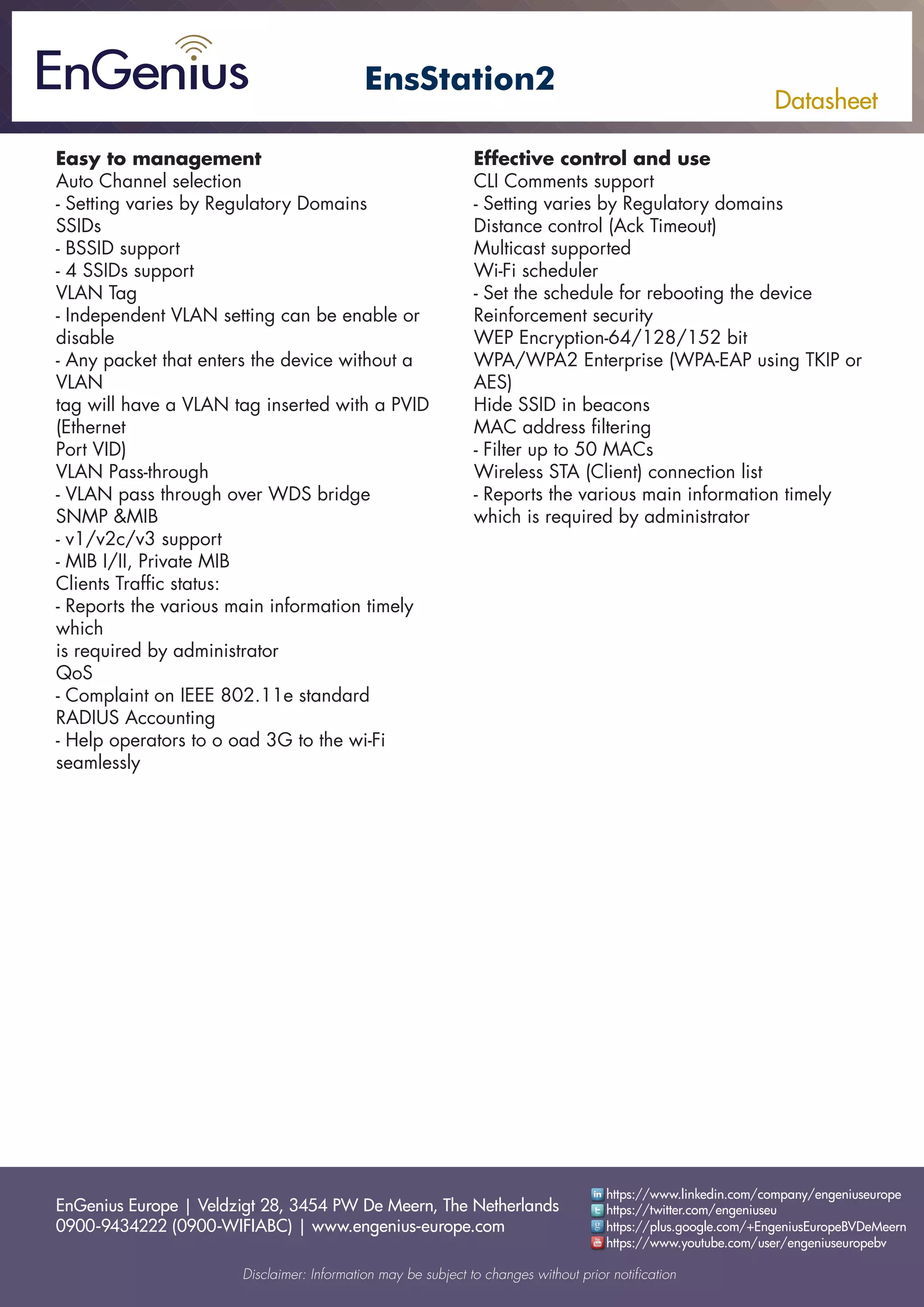 Datasheet EnGenius EnStation2 | PDF