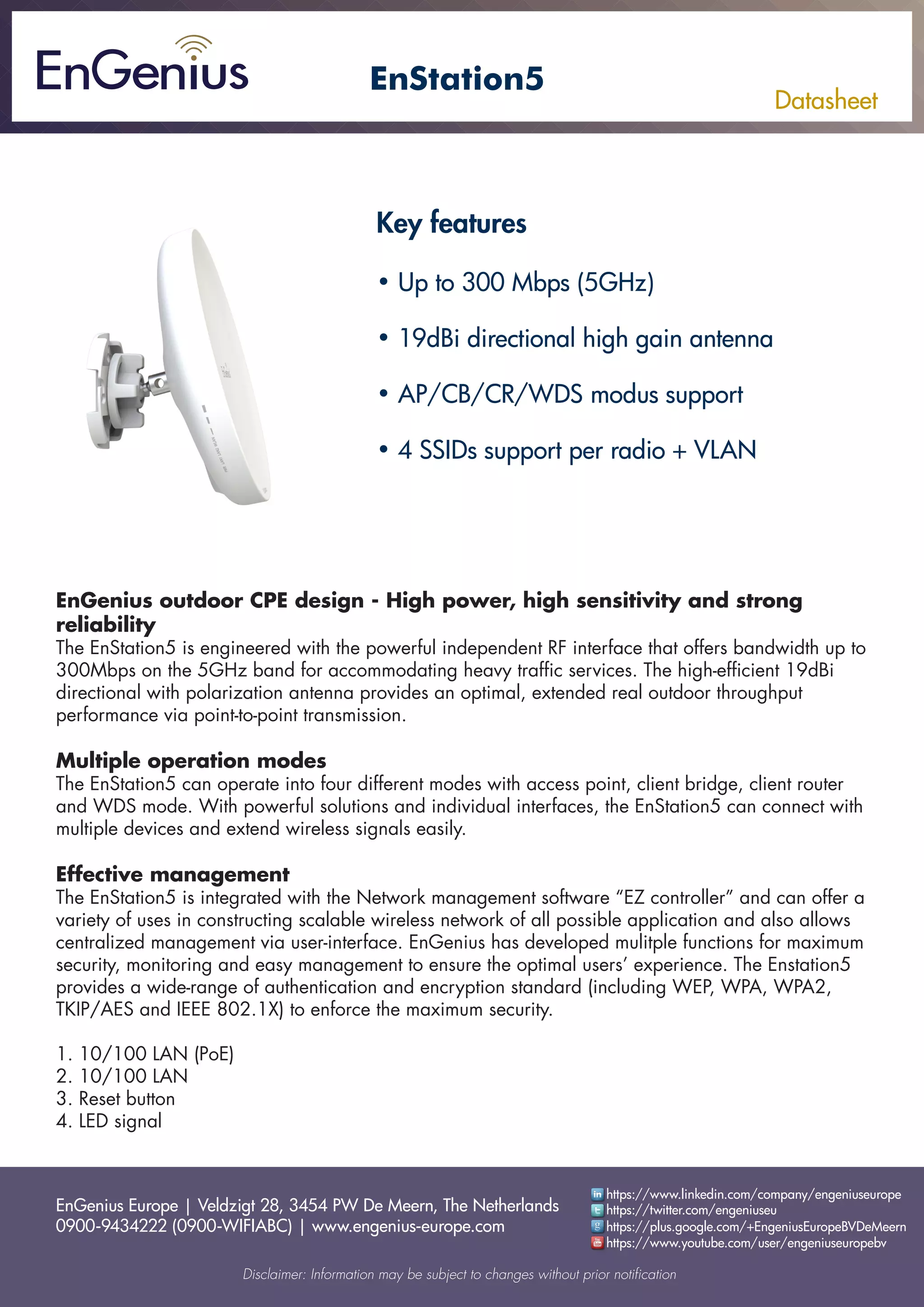 Datasheet EnGenius EnStation5 | PDF