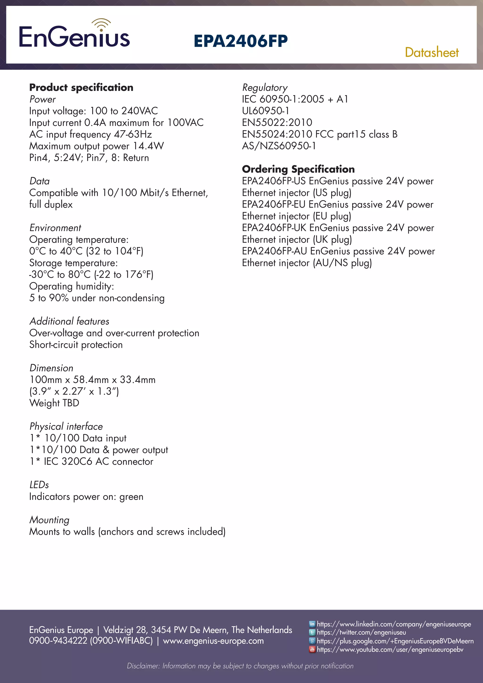 Datasheet EPA2406FP | PDF