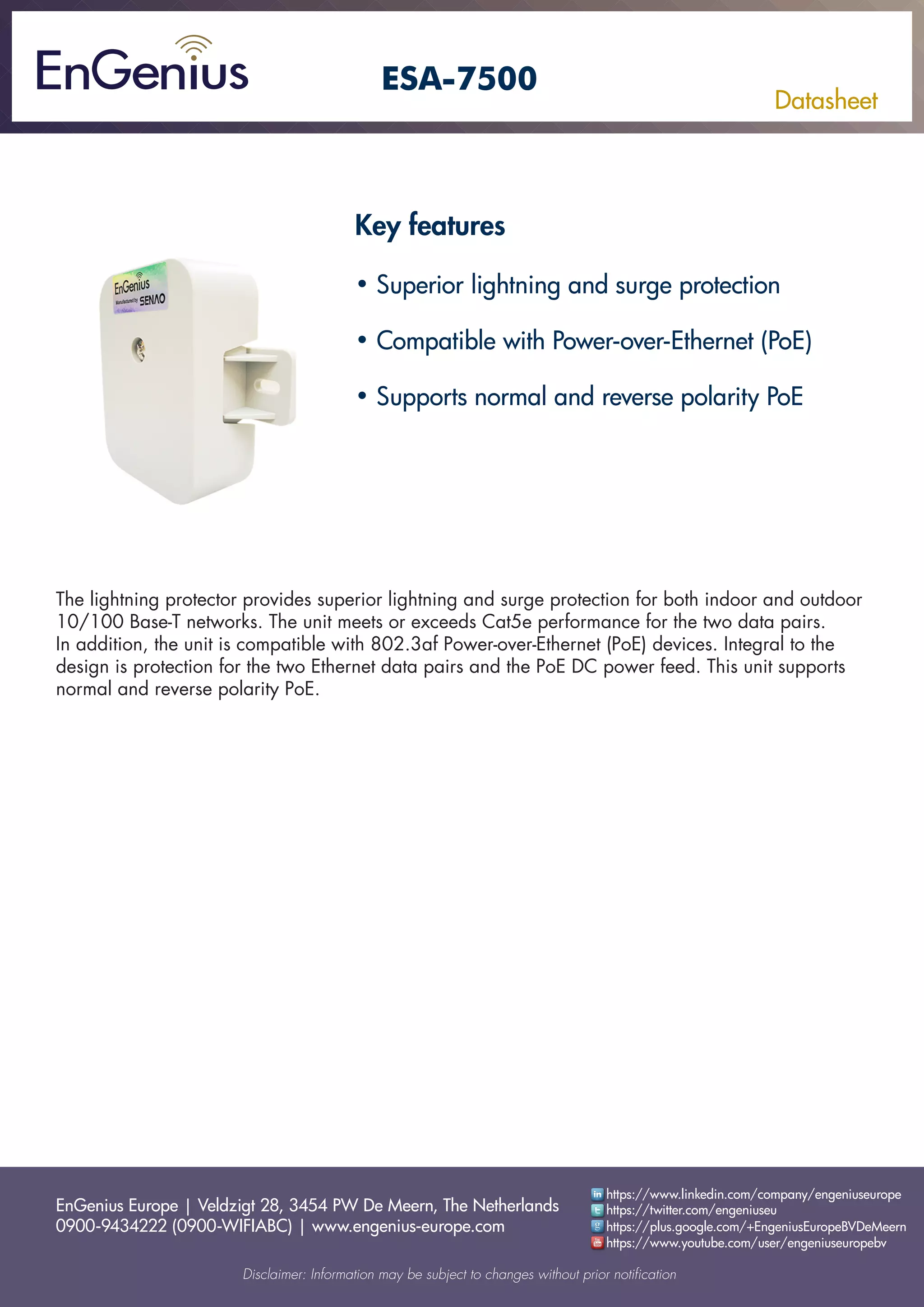 Datasheet ESA7500 | PDF
