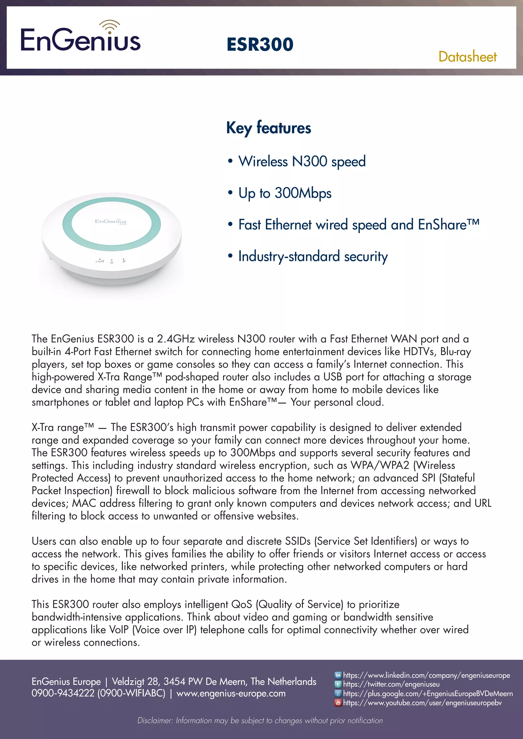 Datasheet ESR300 | PDF