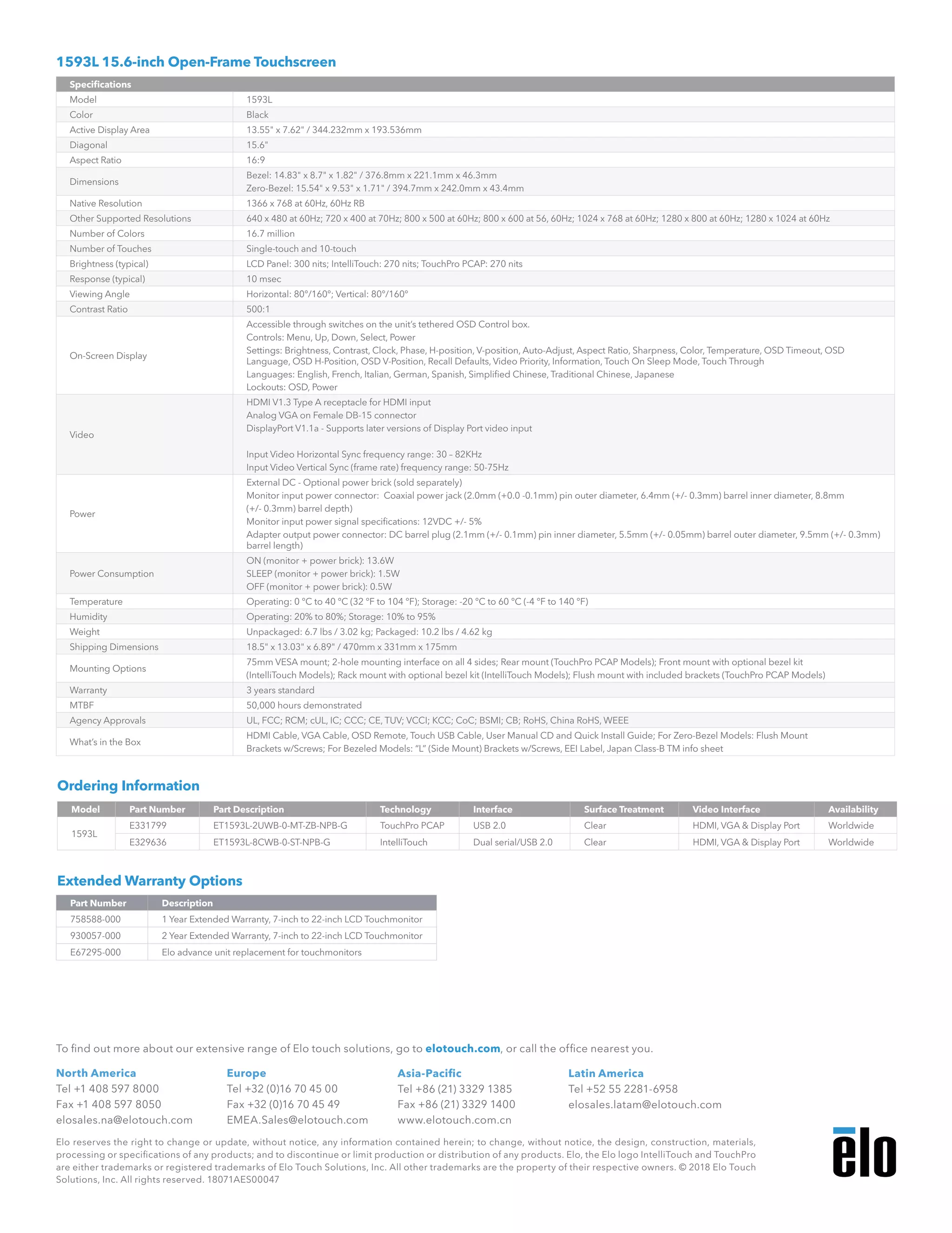 ELO ET 1593L | PDF
