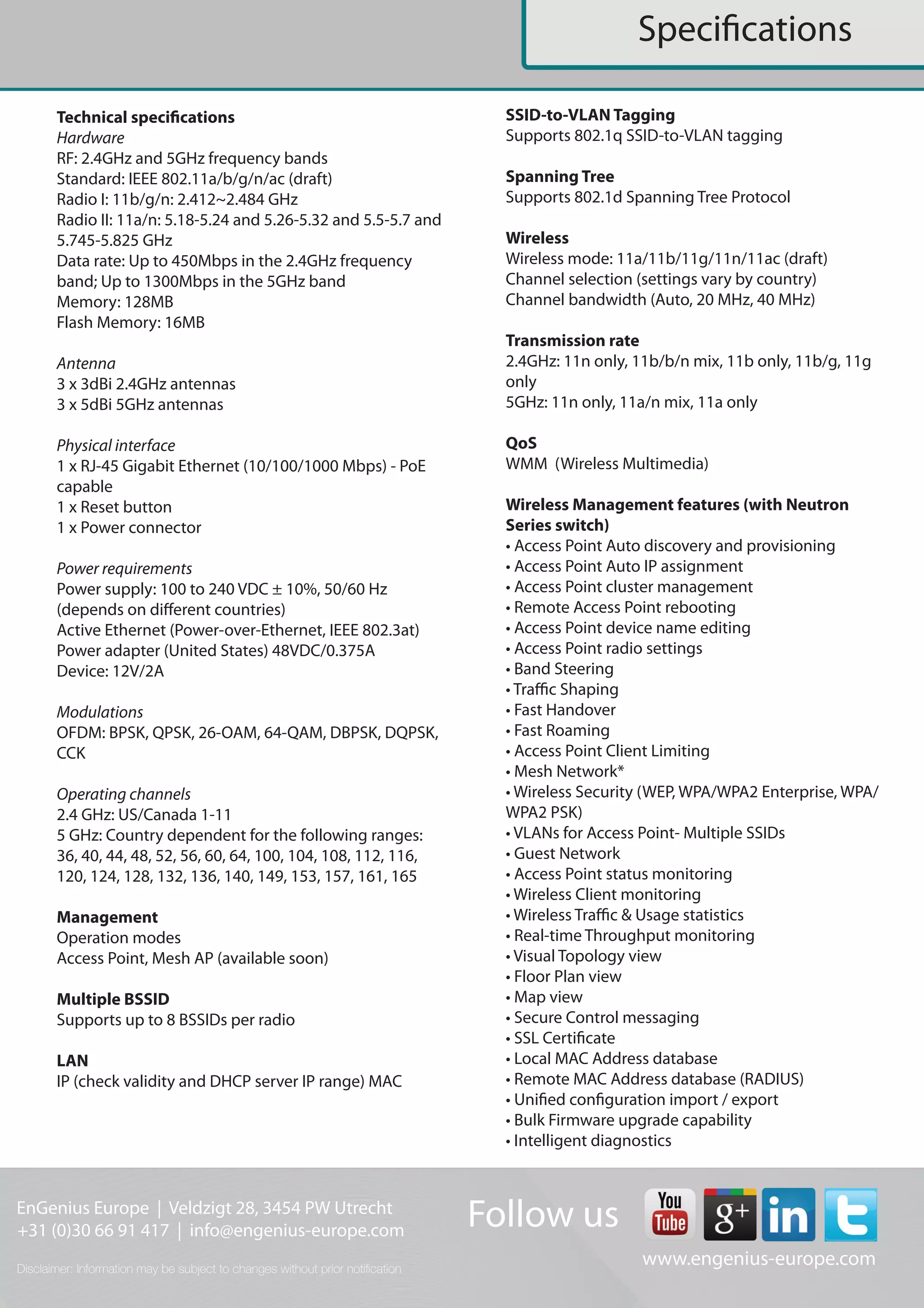 Datasheet EnGenius EWS360AP | PDF