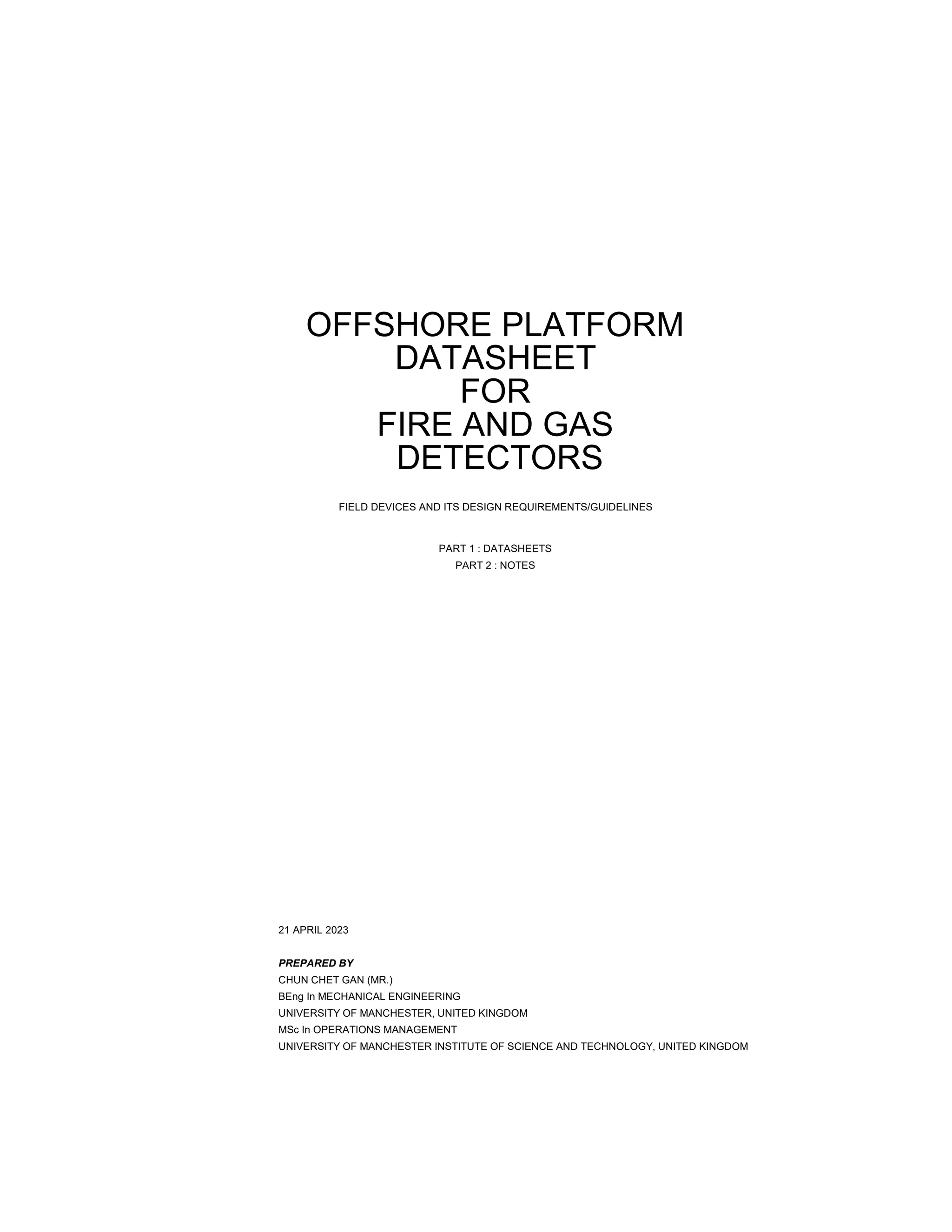 Oil and Gas Industry : Datasheet for Fire and Gas Detectors.pdf