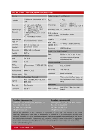 Datasheet mgv tetra Trans data management | PDF | Digital Audio ...