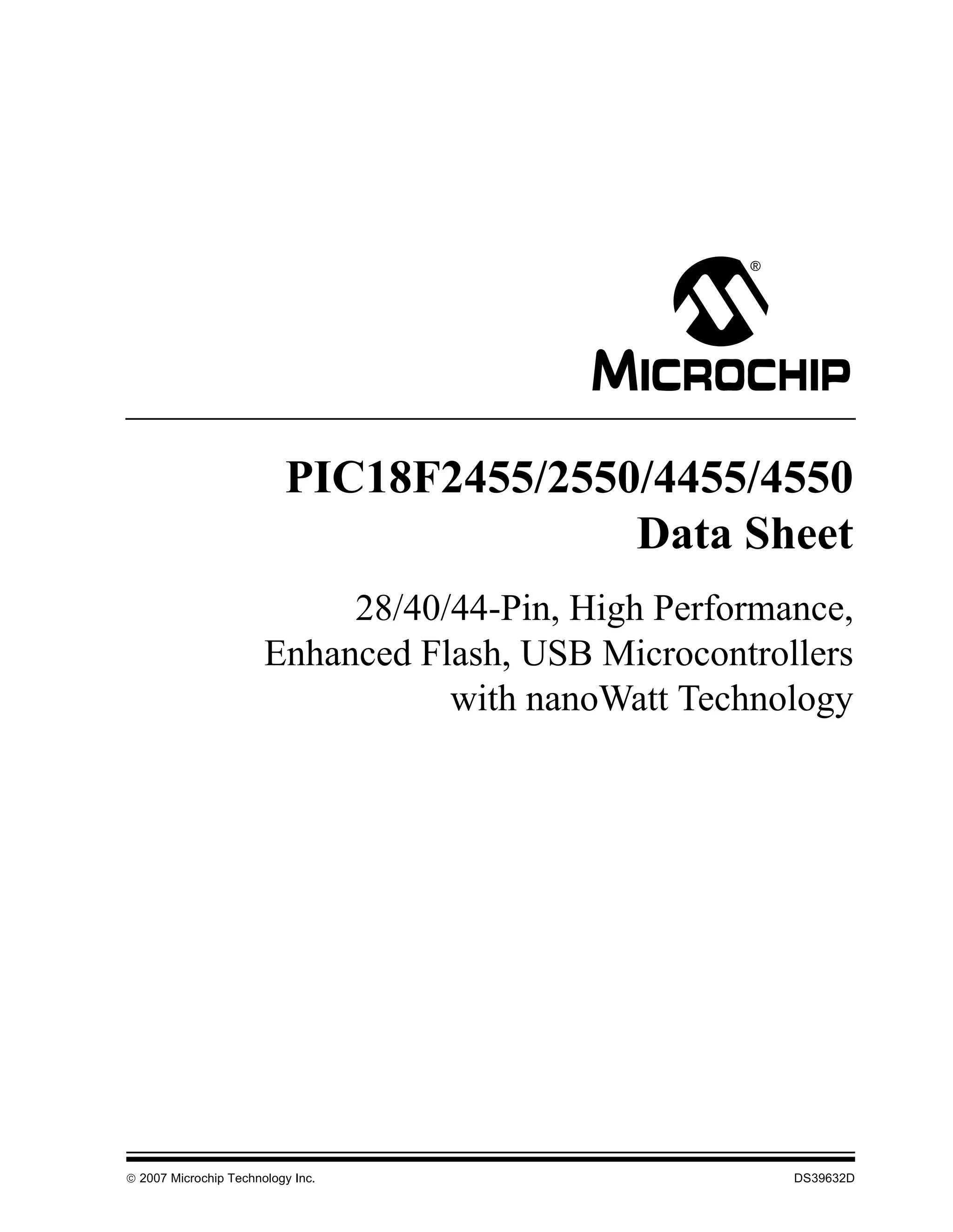 Datasheet pic 18f4550 | PDF