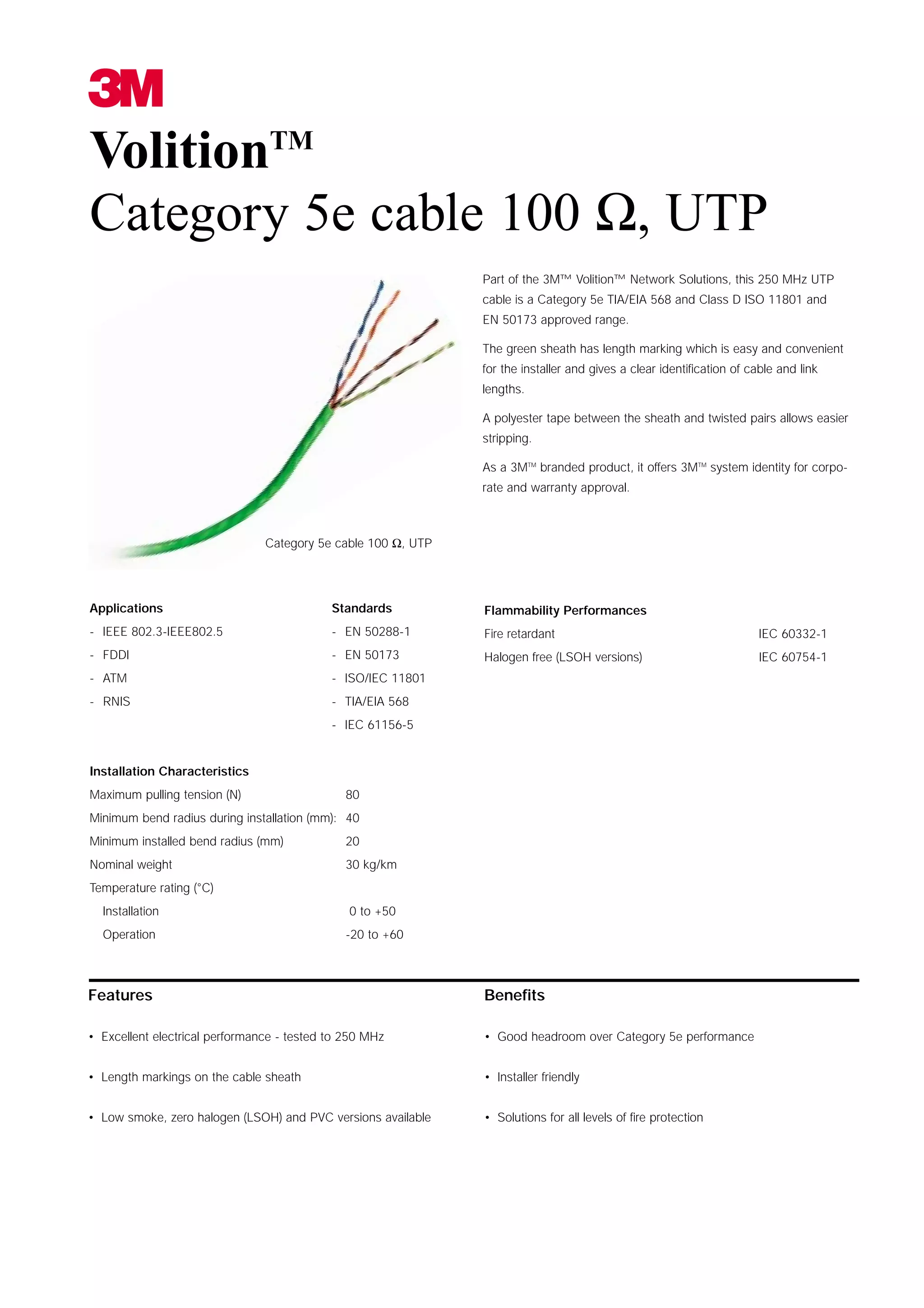 Data sheets cable cat5e | PDF