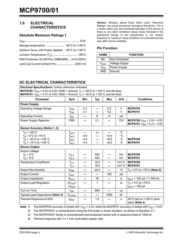 Datasheet sensor temperatura mcp9700 | PDF