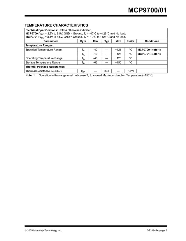 Datasheet sensor temperatura mcp9700 | PDF