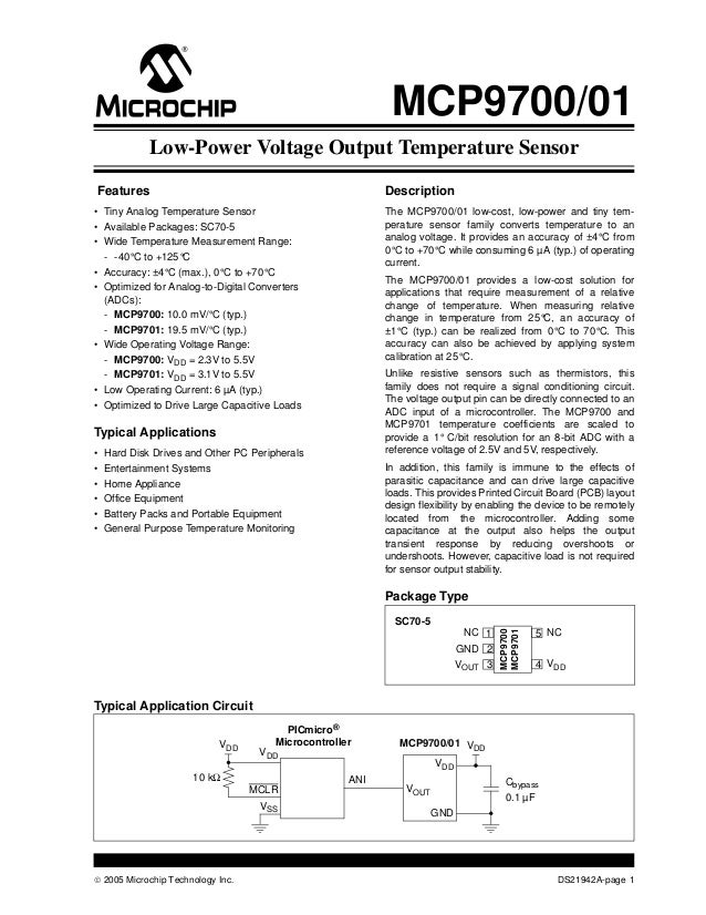 Datasheet sensor temperatura mcp9700