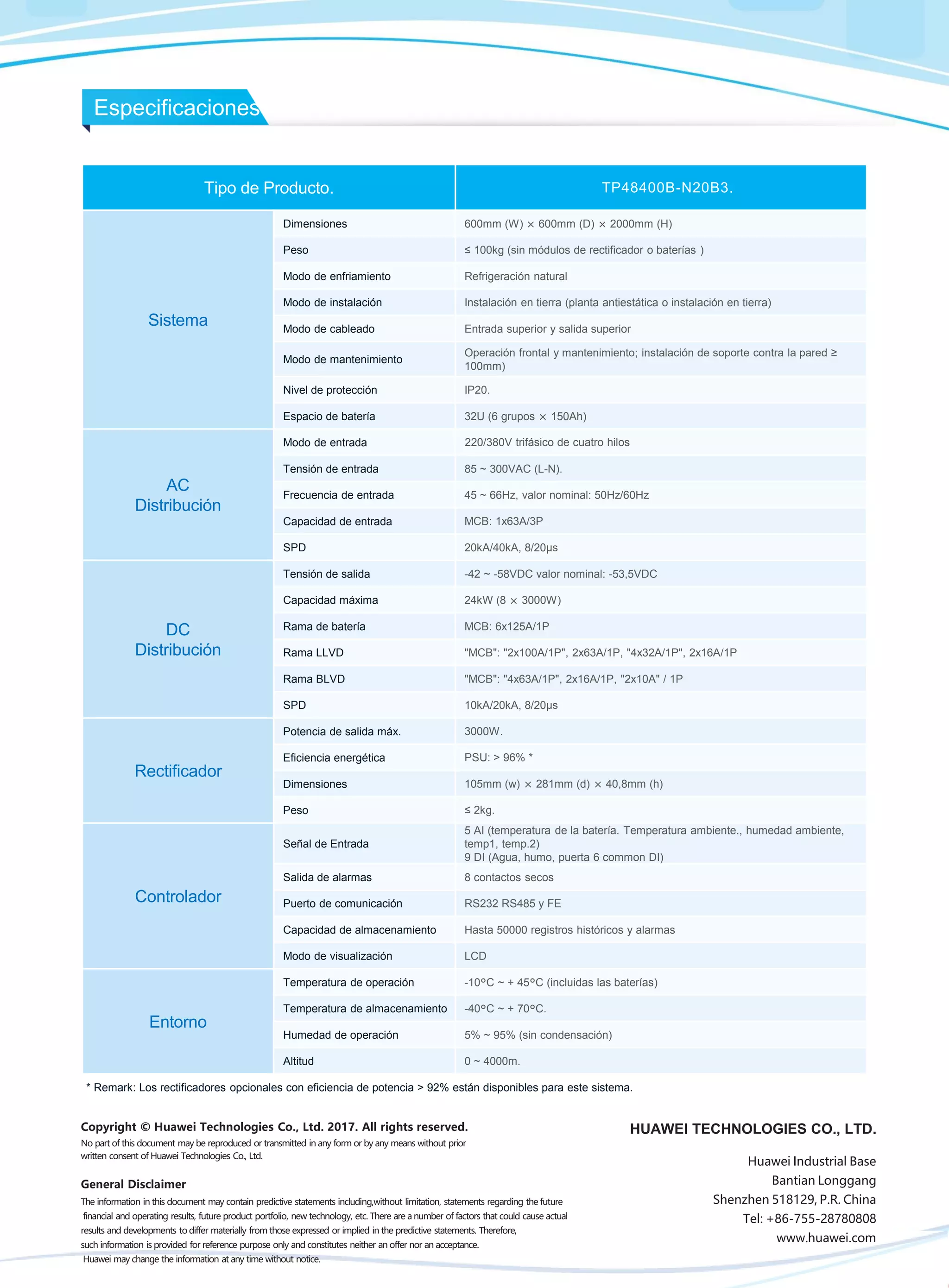 Datasheet de Rectificador TP48400b n20b3 indoor | PDF