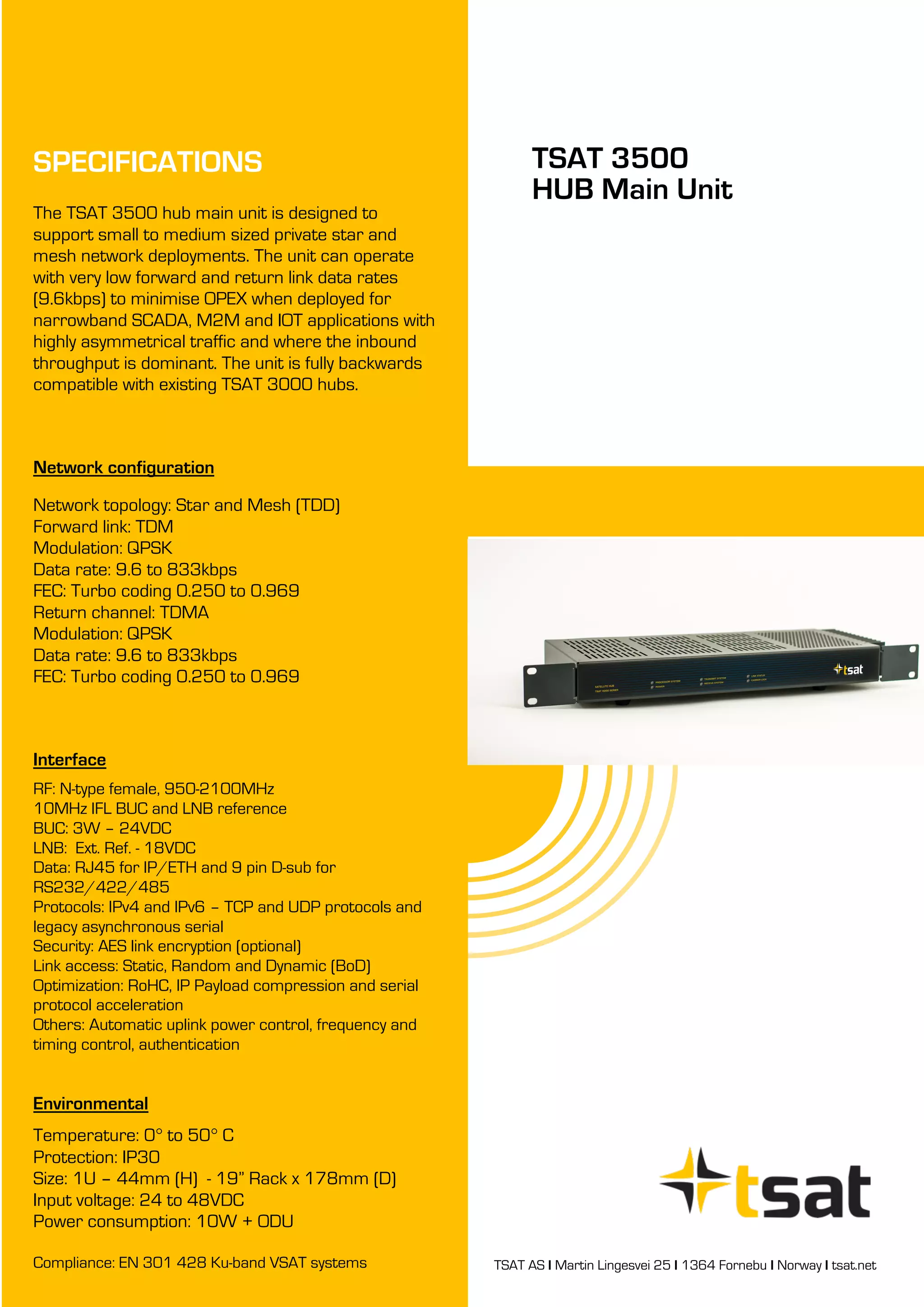 Datasheet tsat 3500 hub mua 1.3 | PDF