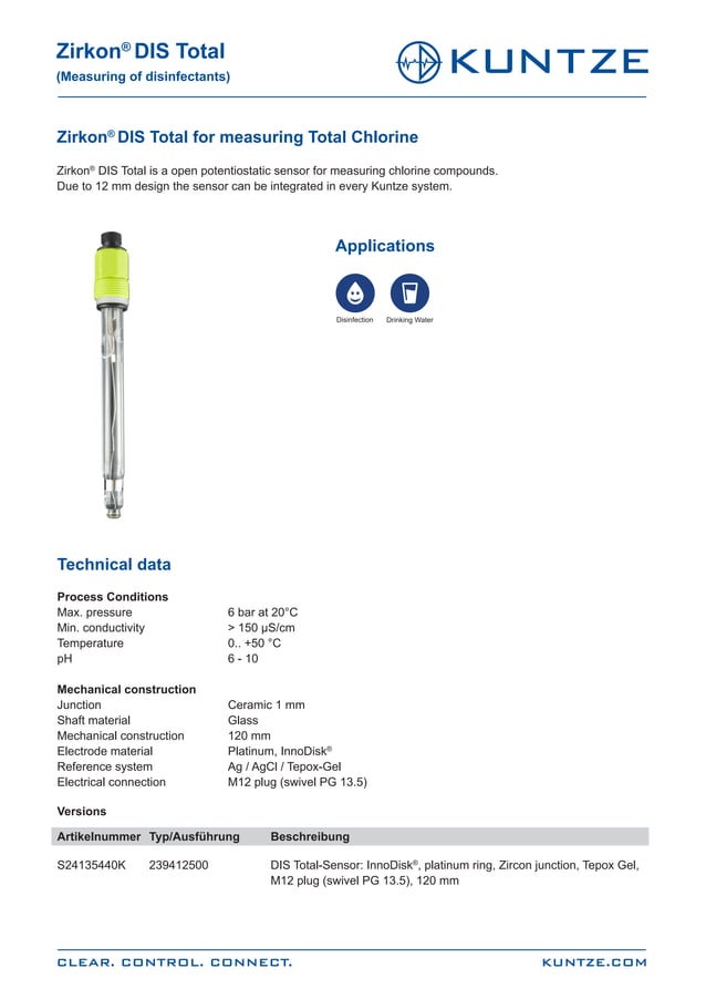 Zirkon® DIS Total - Total chlorine process sensor | PDF