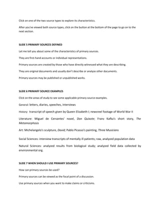 Primary and Secondary Sources | DOC