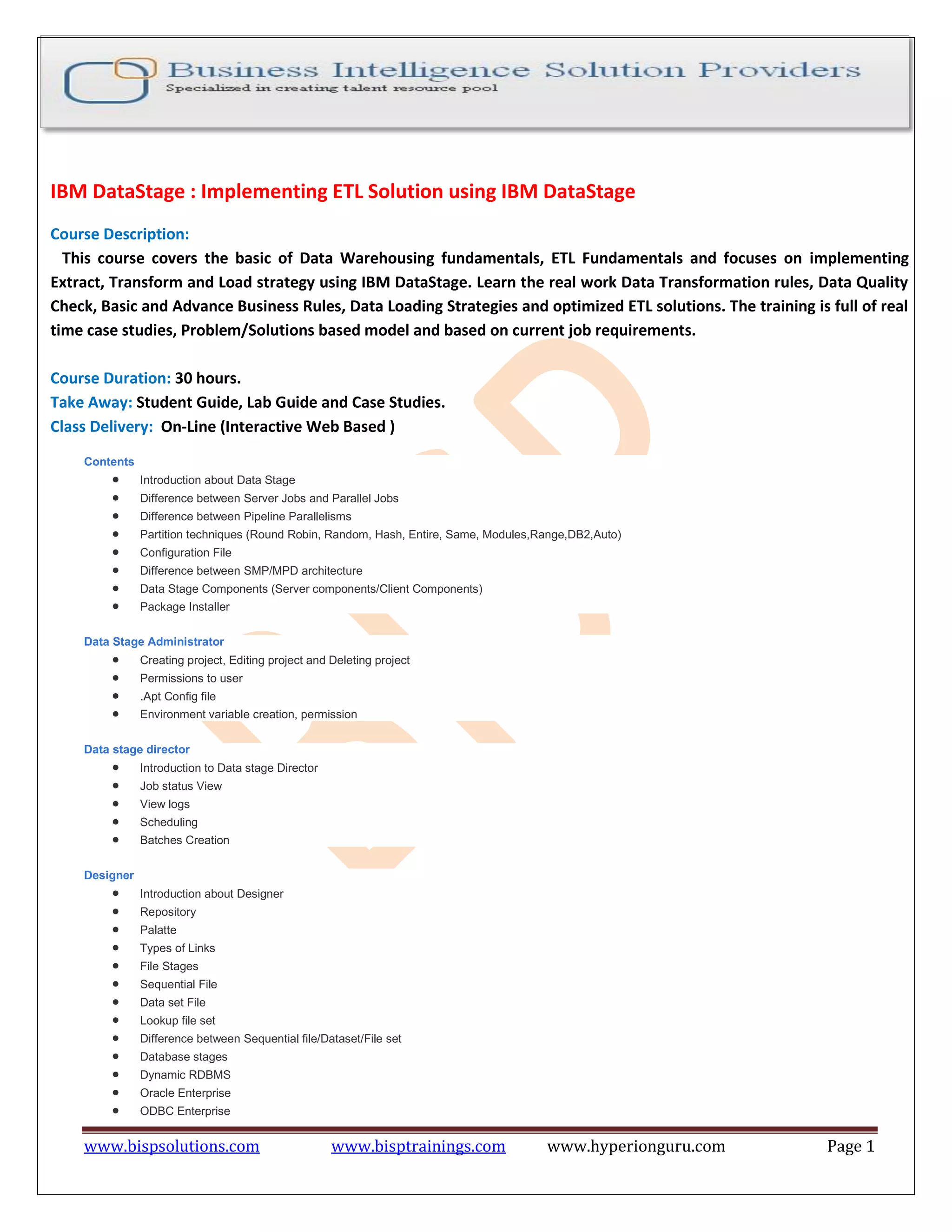 Datastage coursecontent | PDF