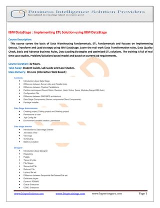 Datastage coursecontent | PDF