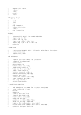 Datastage details | TXT