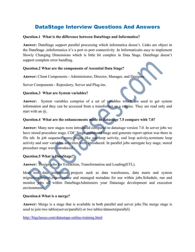 Data stage interview questions and answers|DataStage FAQS | DOCX | Databases | Computer Software ...