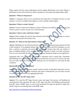 Data stage interview questions and answers|DataStage FAQS | DOCX