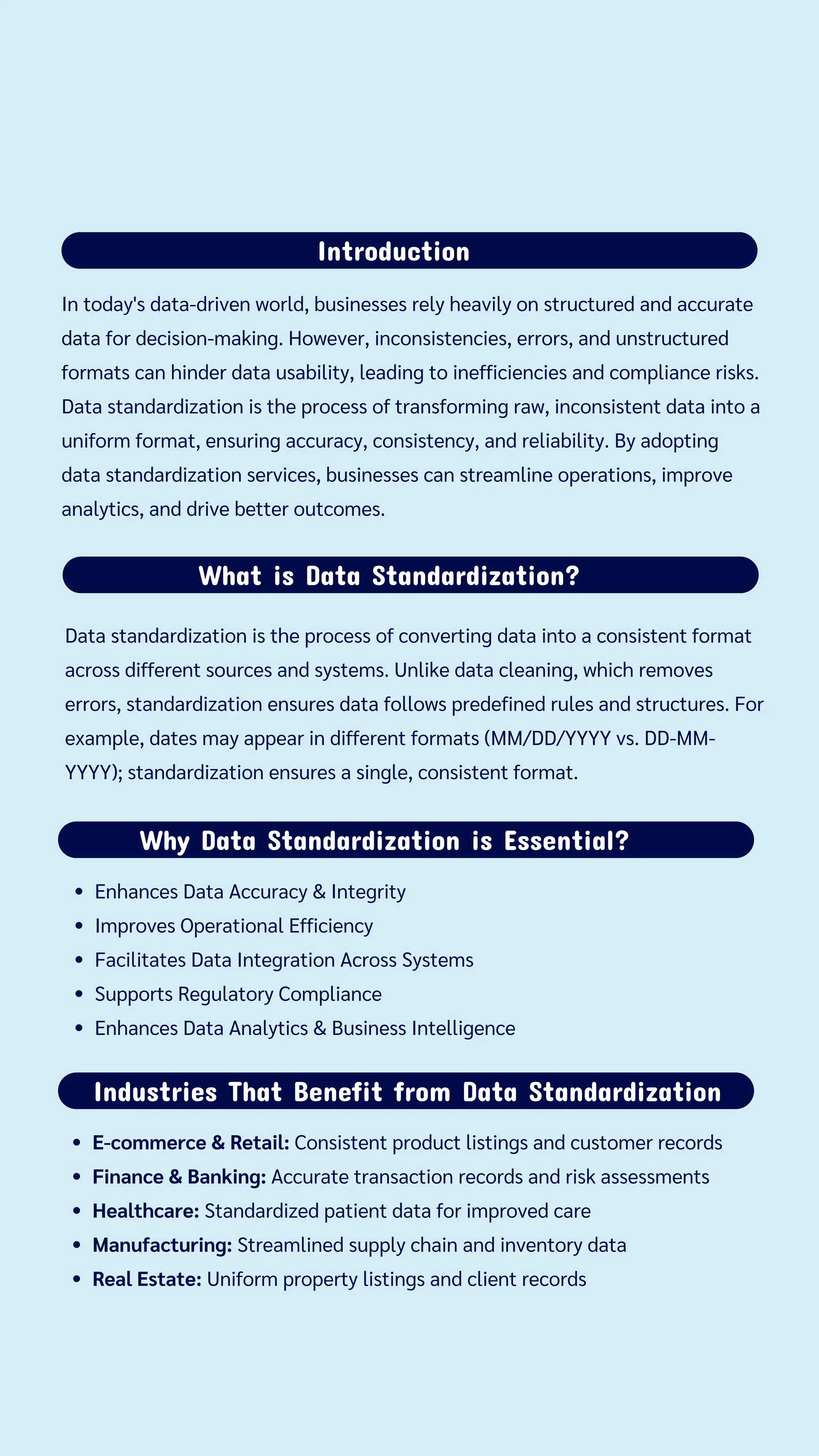 Data Standardization Ensuring Clean, Consistent, and Usable Data | PDF