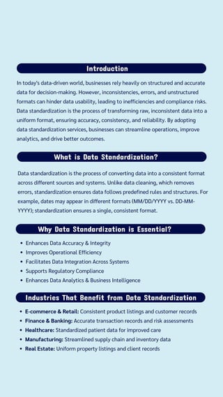 Data Standardization Ensuring Clean, Consistent, and Usable Data | PDF