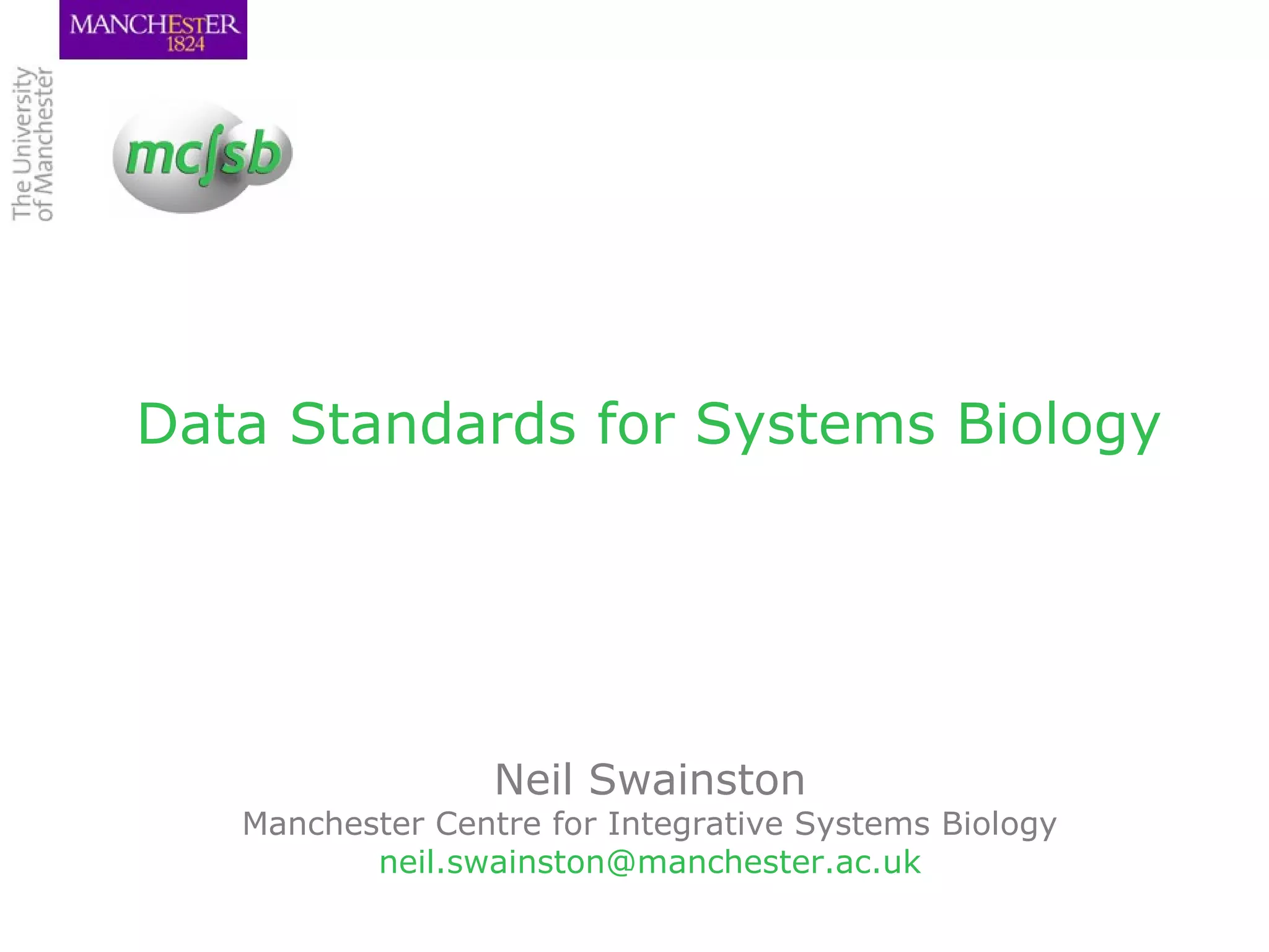 Data standards for systems biology | PPT