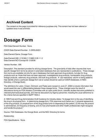 Data standards manual (monographs) dosage form | PDF