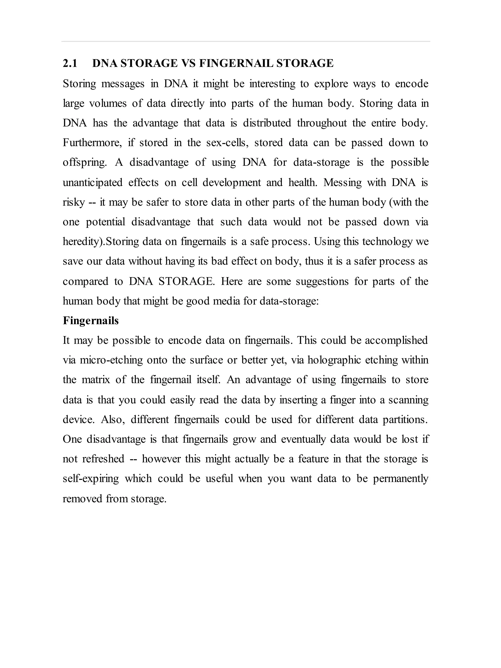 Data storage on fingernails | DOCX