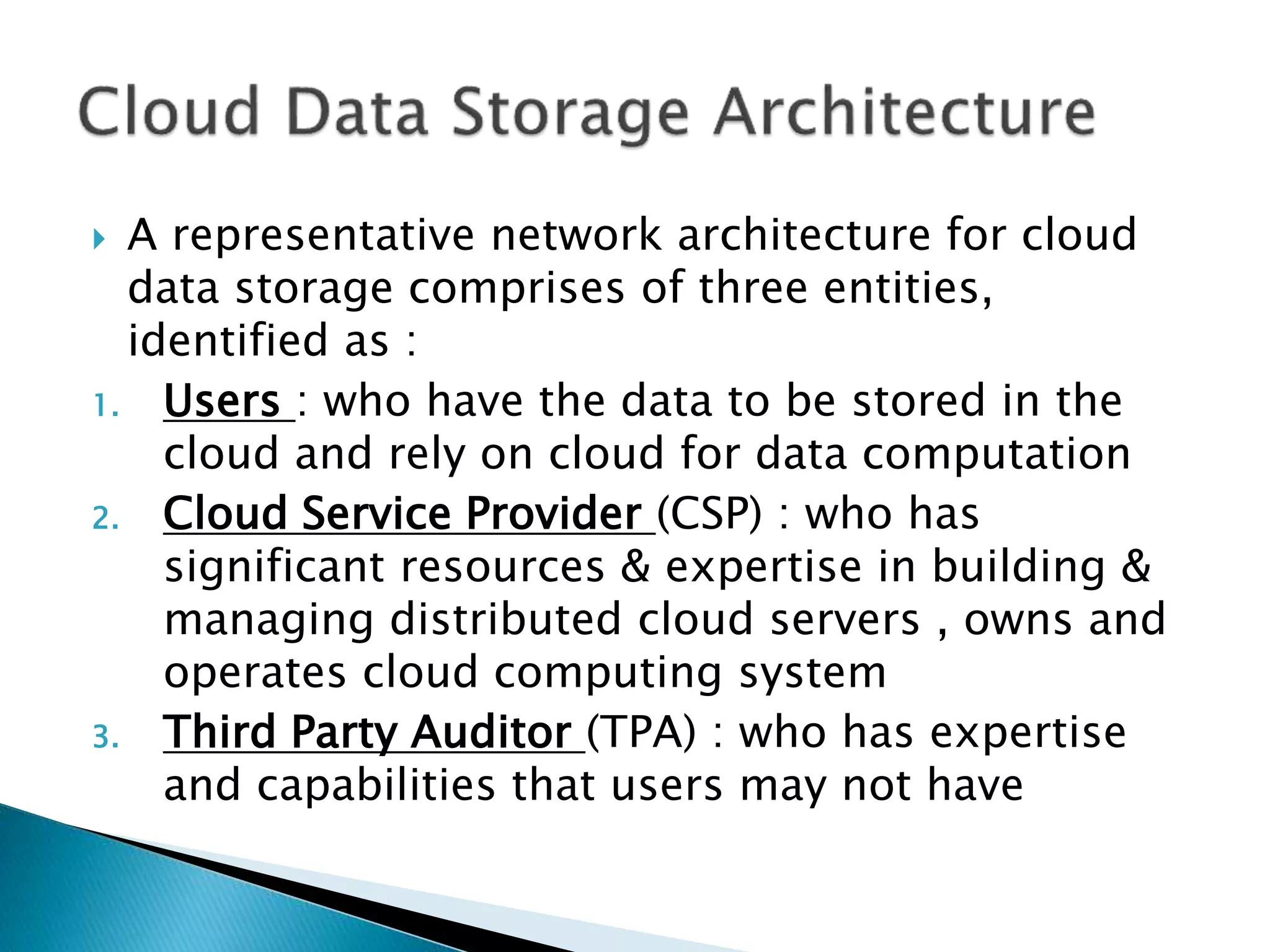 Data Storage Security In Cloud Computing Pptx Cloud Computing