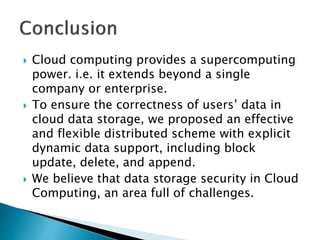 Data storage security in cloud computing | PPTX