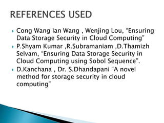 Data storage security in cloud computing | PPTX