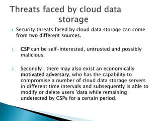 Data storage security in cloud computing | PPTX