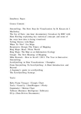DataStory Paper Course ContentStorytelling The Next St | PDF