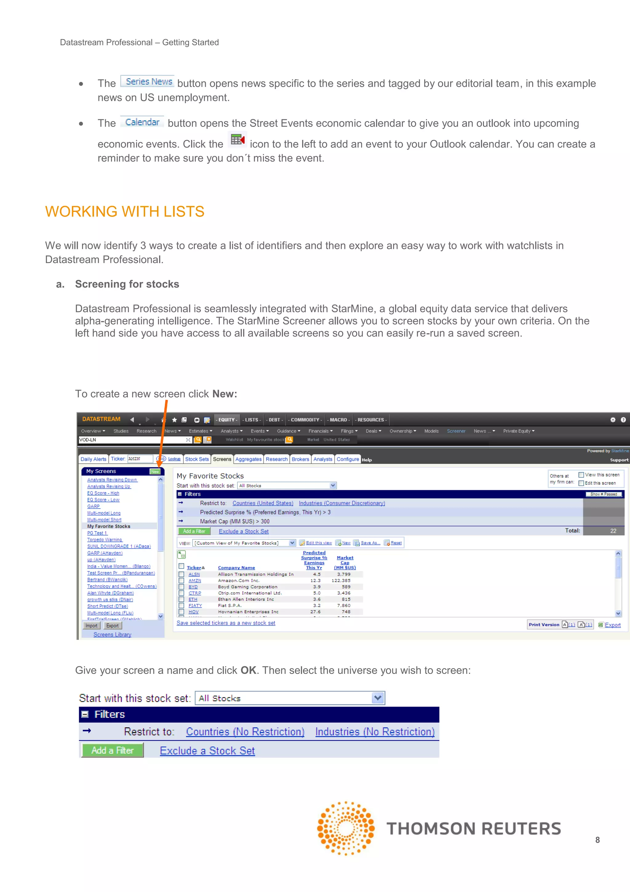 Datastream professional getting started guide | PDF