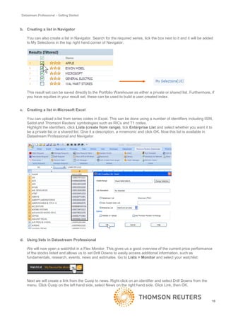 Datastream professional getting started guide | PDF