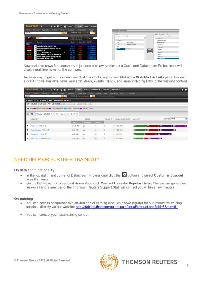 Datastream professional getting started guide | PDF