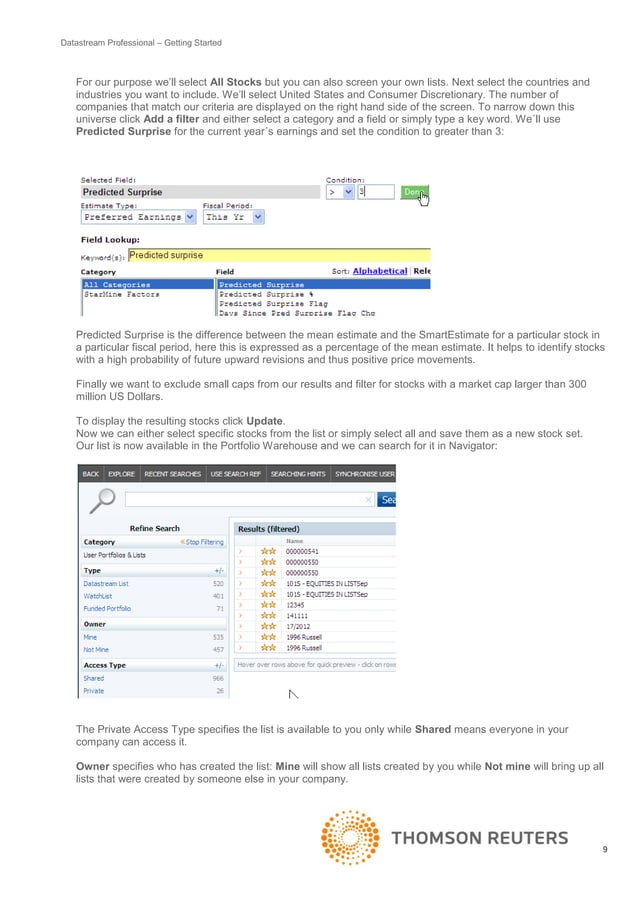 Datastream professional getting started guide | PDF