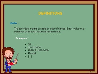 Data structure Definitions | PPT