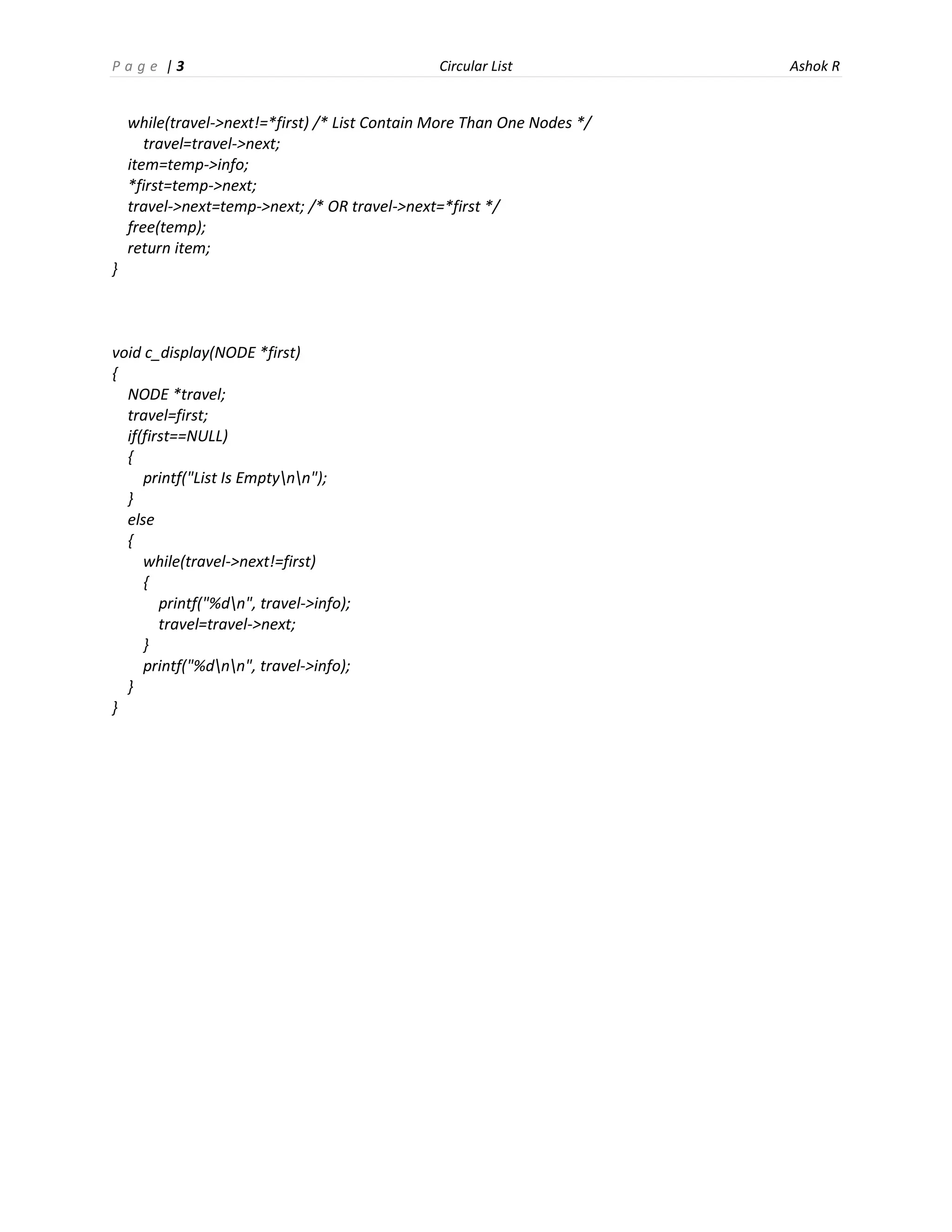 Data structure circular list | PDF