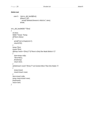 Data structure circular list | PDF