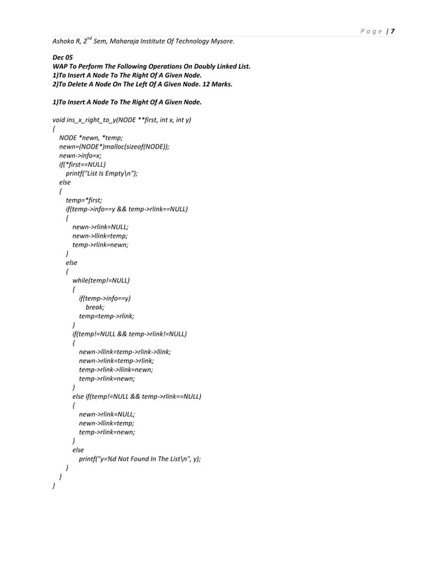 Data structure doubly linked list programs | PDF