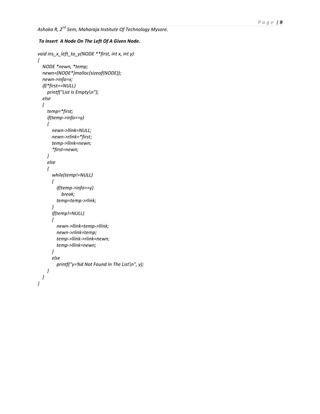 Data structure doubly linked list programs | PDF